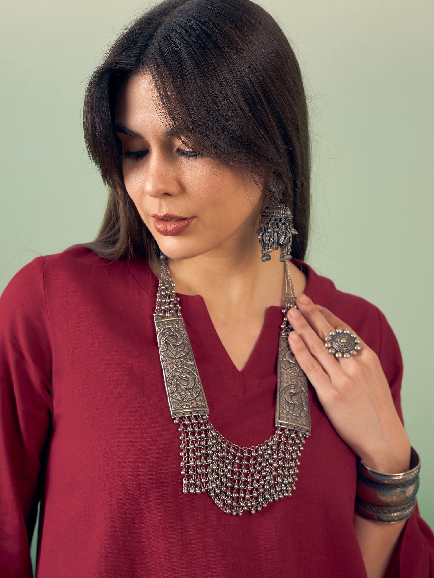Burgundy Kurta Palazzo Set Burgundy Kurta Palazzo Set