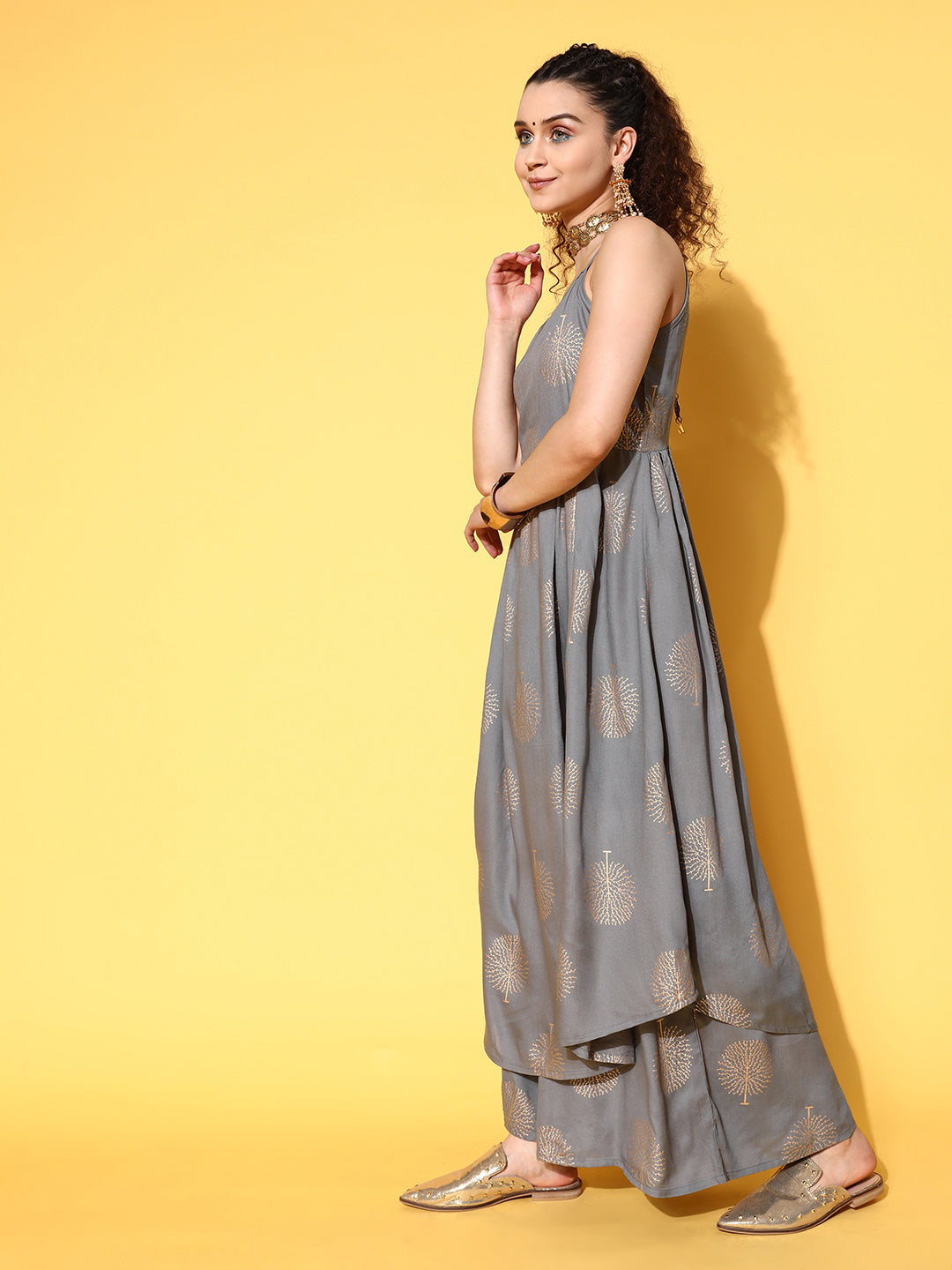 Grey Gold Strappy Kurta Set grey-gold-strappy-kurta-set